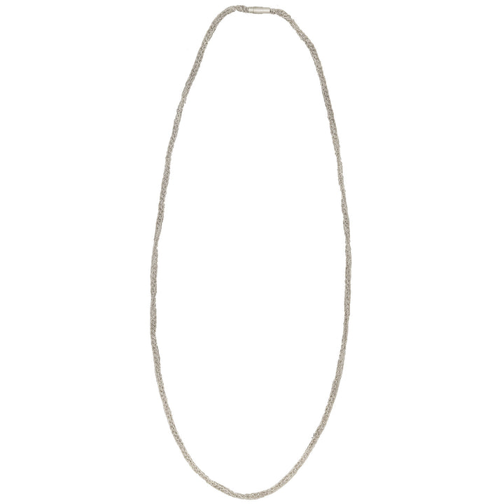 Maria Rzewuska Silver Woven Chain Long Thin Necklace